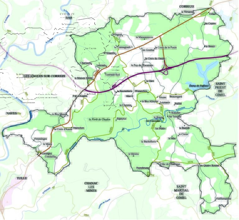 Le plan de la commune - Commune de Gimel-les-Cascades